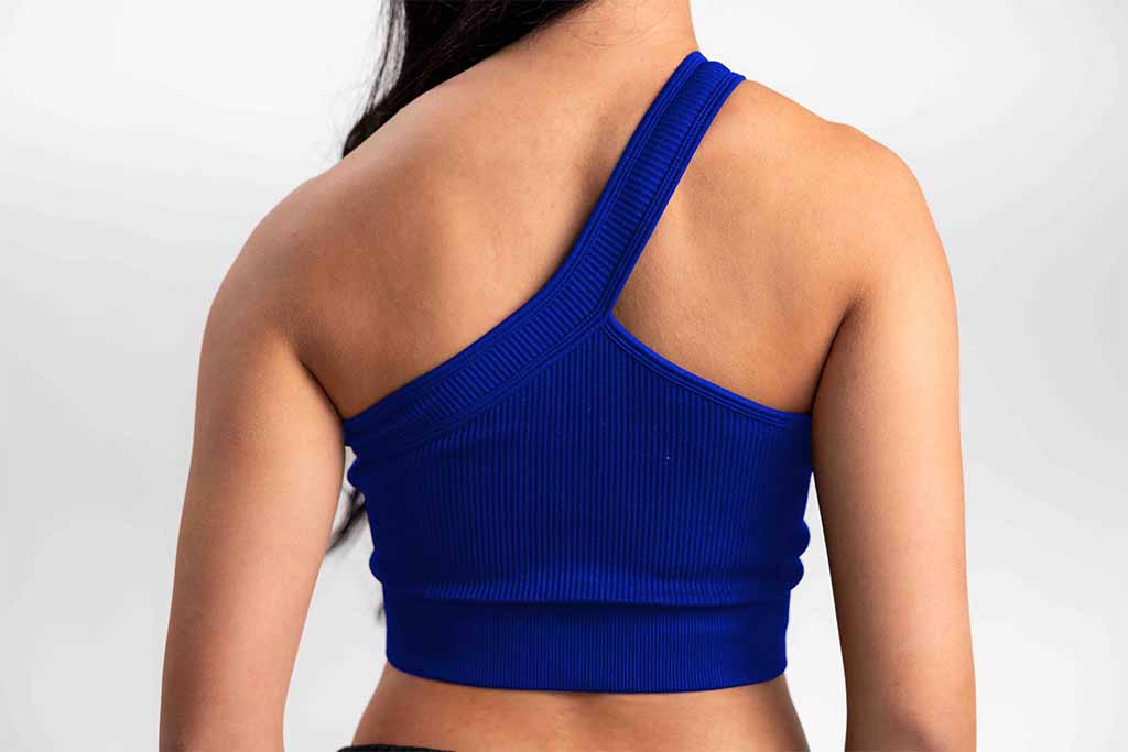 Classic Ribbed One Shoulder Sports Bra - Blue - TuffWraps.com
